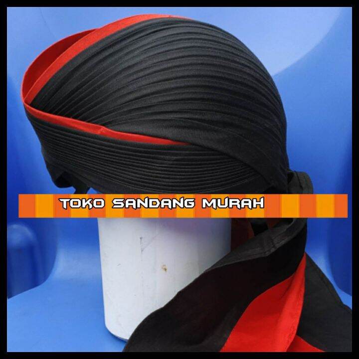 Blangkon Jogja lipat Lis Merah Sliwir Merah Hitam/Adat Jawa/Surjan ...