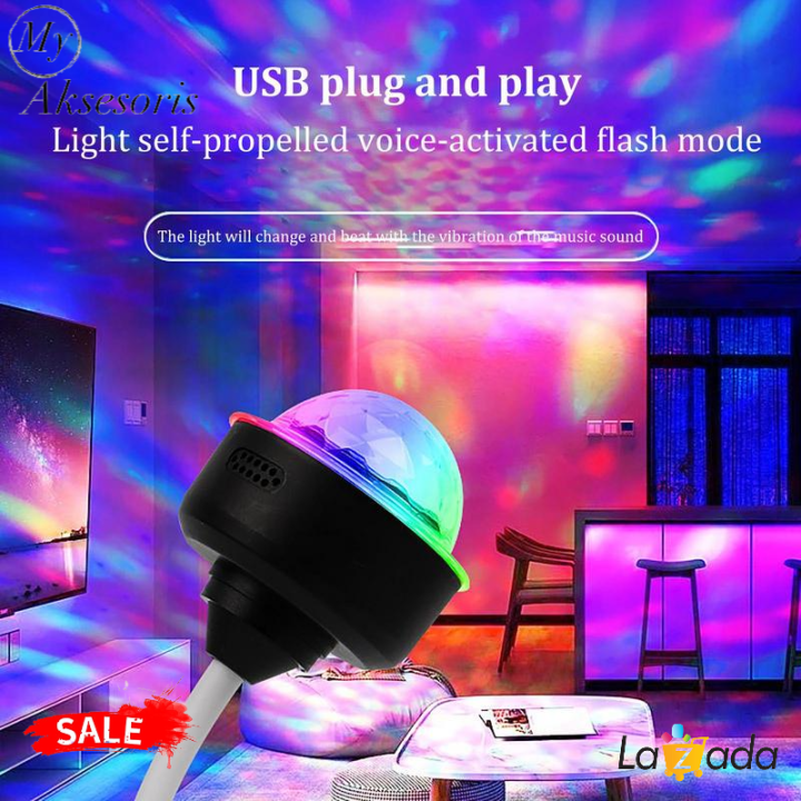 Lampu Disco USB Portable LED Light Sound Sensor Lampu Dekorasi Ruangan ...