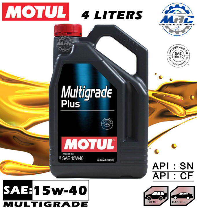 MOTUL MULTIGRADE PLUS 15W-40 4 Liters and 1 Liter GASOLINE and DIESEL ...