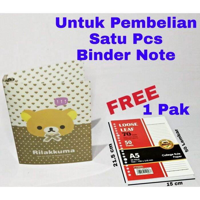 BOS Binder Note A5 Free Gift Kertas Loose Leaf 50 Lbr/ Buku Ring Besi ...