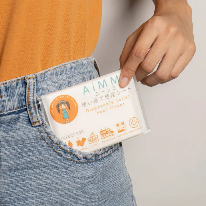 Aimmi (เอมมิ) แผ่นรองนั่งอนามัย (1 ซองมี 10 แผ่น) แผ่นรองชักโครก กระดาษรองนั่งชักโครก ที่รอง ...
