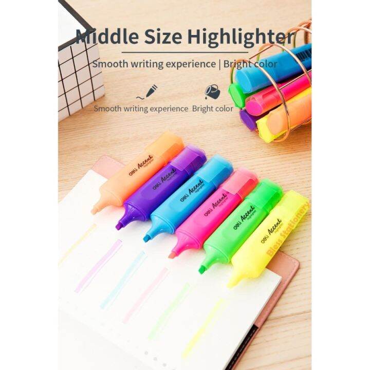 DELI Highlighter 1-5mm Stabilo merk Deli spidol penanda | Lazada Indonesia