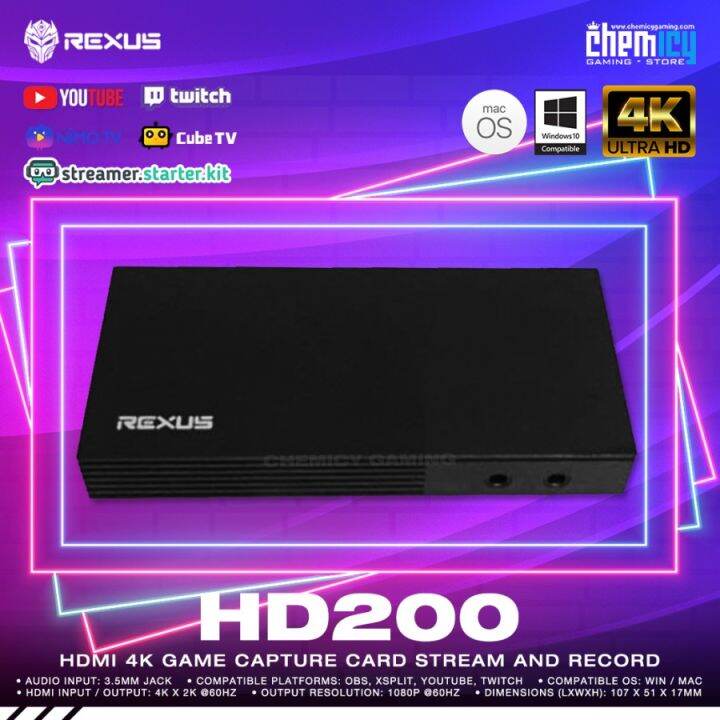 Rexus HD200 HDMI 4K Game Capture Card Stream and Record | Lazada Indonesia