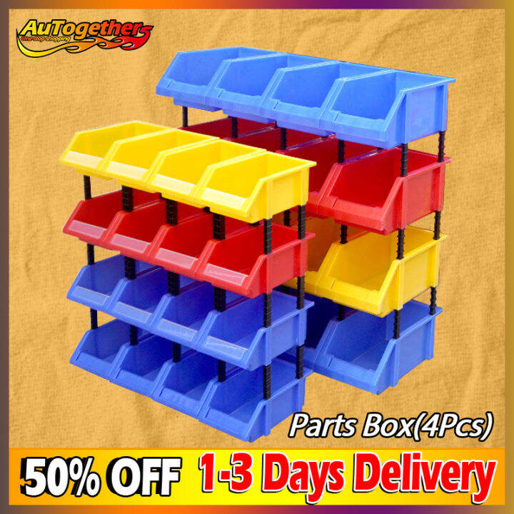 【4 Pcs/Set】Stackable Bin Boxes Parts Box Tool Container Storage Box ...