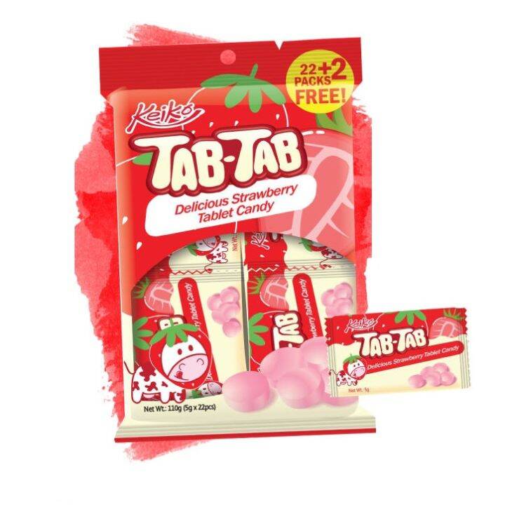 Keiko Tab-Tab Strawberry Tablet Candy 110G X 5 packs | Lazada PH