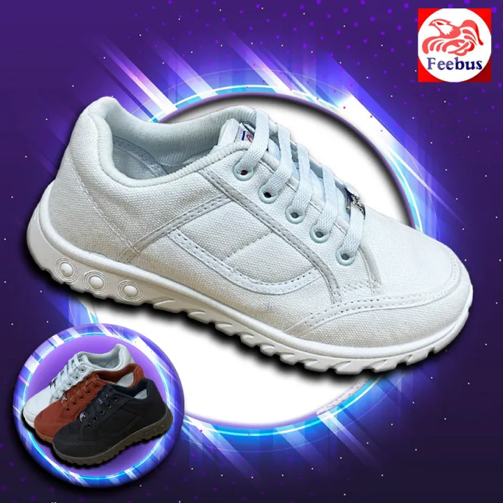 Feebus รองเท้าผ้าใบนักเรียนผูกเชือก เสริมขอบนวล ใส่สบาย น้ำหนักเบา รุ่น ...