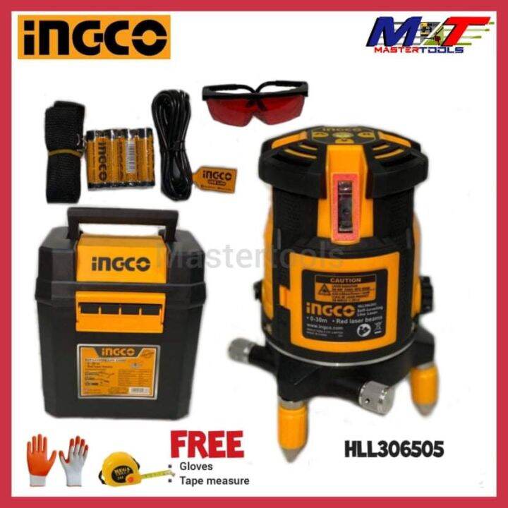 Ingco Self leveling line laser HLL306505 free tape measure and gloves ...