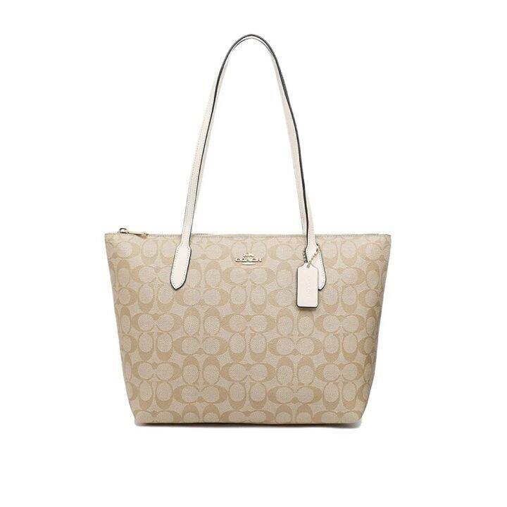 กระเป๋าสะพายไหล่ COACH 4455 ZIP TOP TOTE IN SIGNATURE CANVAS (IMDQC ...