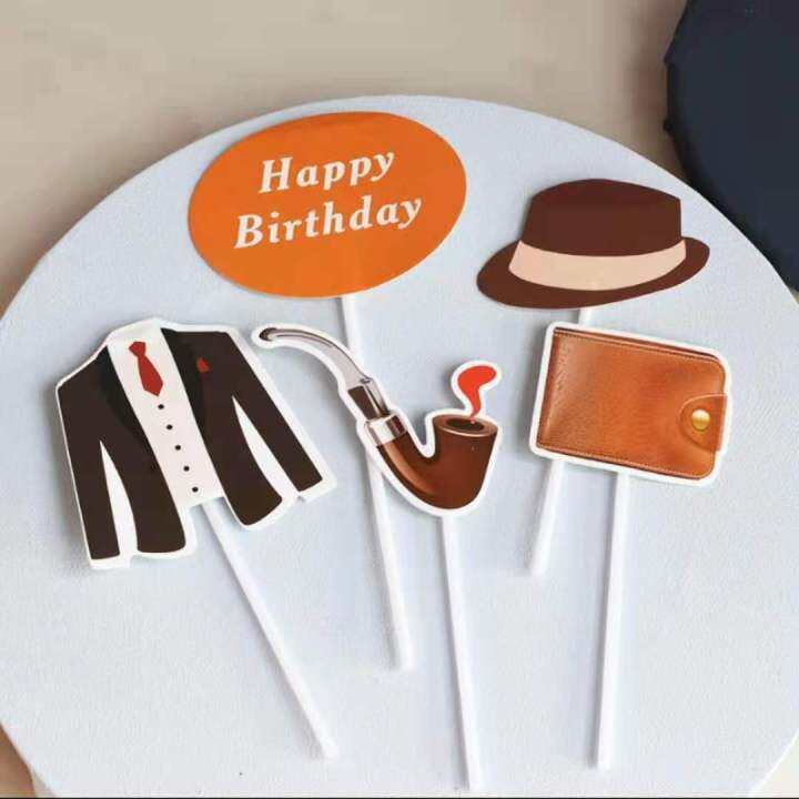 Ins Style Fathers Day Theme Coat Wallet Set Paper Card Cake Topper