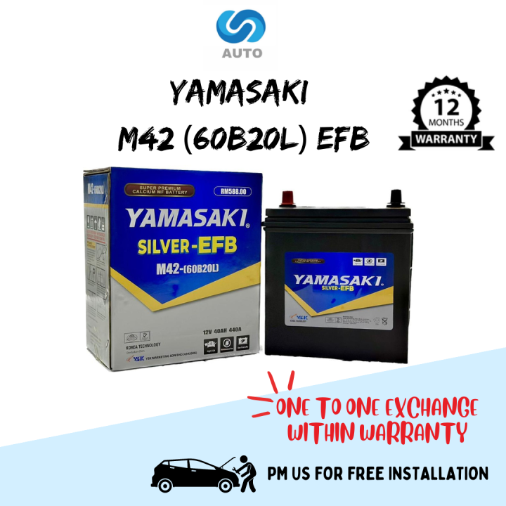 Yamasaki M42 60B20L EFB Silver Car Battery | Lazada