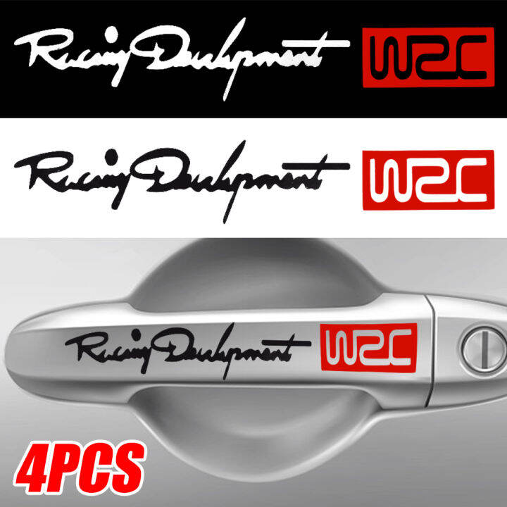 4Pcs Car Handle Stickers WRC Rally Racing Stripe Car Decals Vinyl JDM ...