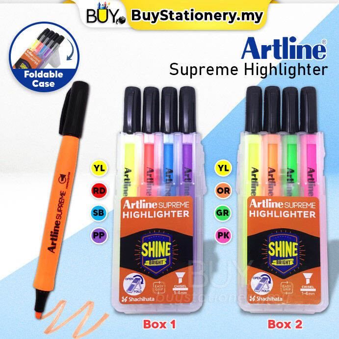 Artline Supreme Highlighter Pen Set Shine Bright Brilliant Colour Pen ...