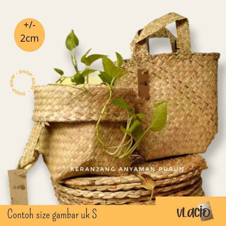 VLACIO Keranjang Tas Anyaman Purun Natural Etnik / Natural Basket ...