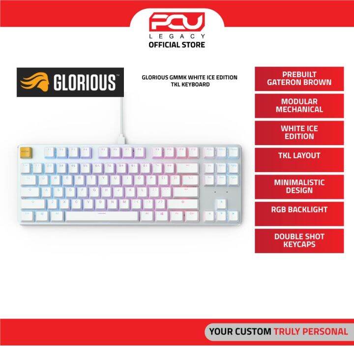 GLORIOUS GMMK WHITE ICE EDITION TKL KEYBOARD - BROWN SWITCH | Lazada