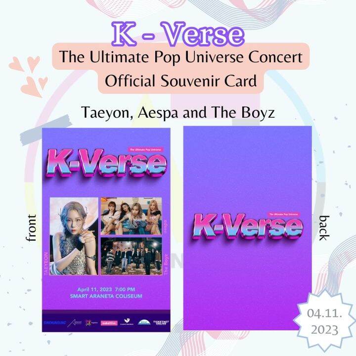 K-Verse The Ultimate Pop Universe Concert Official Souvenir Photo Card of Taeyon, Aespa and The ...