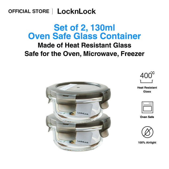 LocknLock Set of 2 130ml Oven Glass Airtight Food Container | Lazada PH