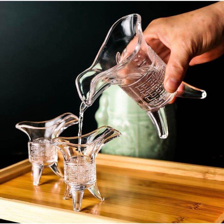 Chinese Style Emperor Cup Tripod Whisky Jue Wine Cup Glass 10ml 30ml ...