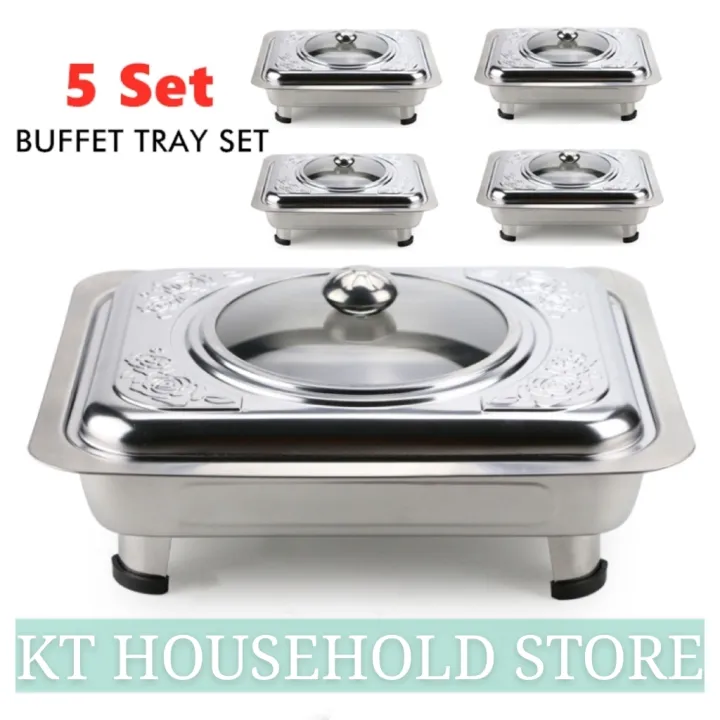 KT 5 set 35x27 BUFFET TRAY SET / SERVING TRAY /FOOD PAN KENDURI SET ...