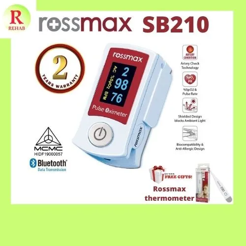 Rossmax Fingertip Pulse Oximeter with ACT SB210 Bluetooth// artery condition// oxygen blood ...