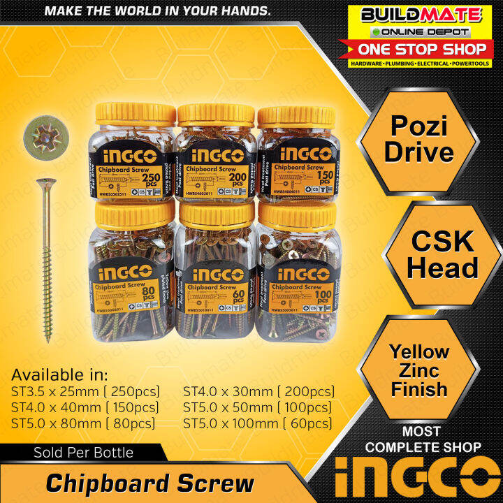 INGCO Chipboard Screw [SOLD PER BOTTLE] •BUILDMATE• IHT | Lazada PH