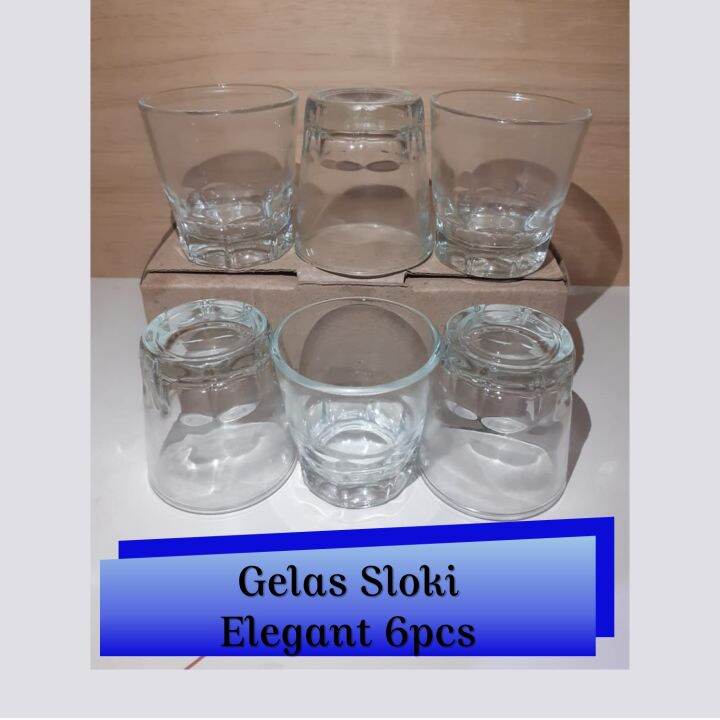 Gelas Sloki Elegant 6Pcs (SOJU) Tinggi 5.5cm Diameter 5cm / Gelas Kaca ...