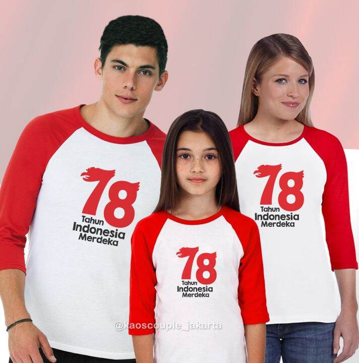 Kaos Raglan Merah Putih HUT kemerdekaan RI ke-78 Garuda Indonesia Pria ...