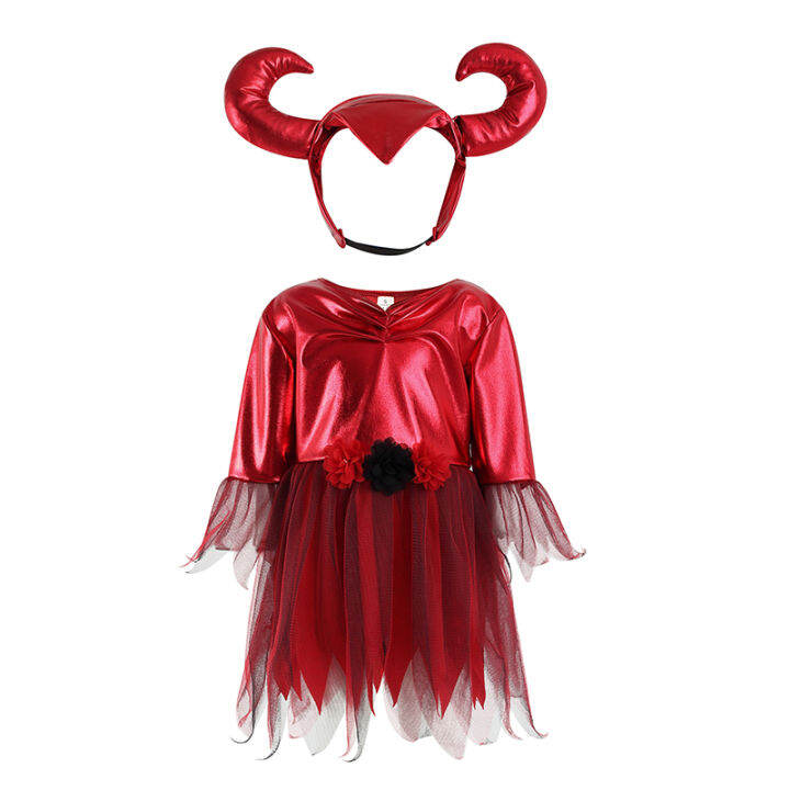lily'sshop Halloween Children Red Bull Devil Costume Set, Devil Cosplay ...