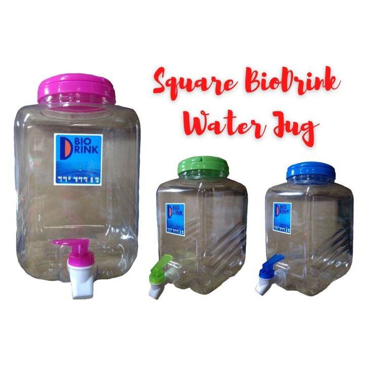 【COD】 Square Bio Drink Clear Water Jug with Faucet (5 Liters) | Lazada PH