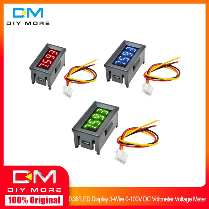 Original Diymore 0.36 LED Display 3-Wire 0-100V DC Voltmeter Voltage ...