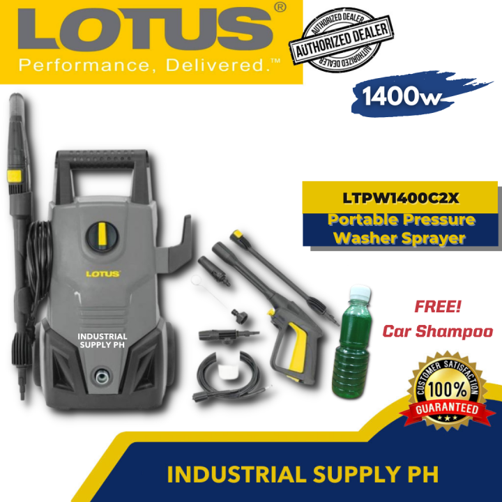 LOTUS LTPW1400C2X 1,400 Watts Portable Pressure Washer Sprayer + FREE ...