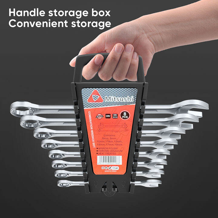 Mitsushi 8pcs Wrench Series Combination Wrench Spanner Set 8/9/10/11/12/14/17/19mm Multi ...