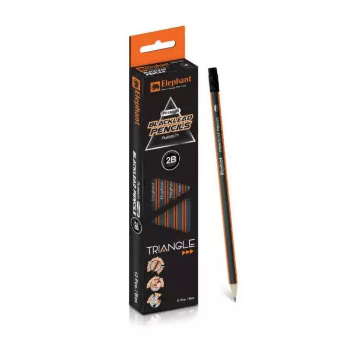 ELEPHANT BLACKLEAD PENCILS 2B TRIANGLE 12 PCS PREMIUM | Lazada