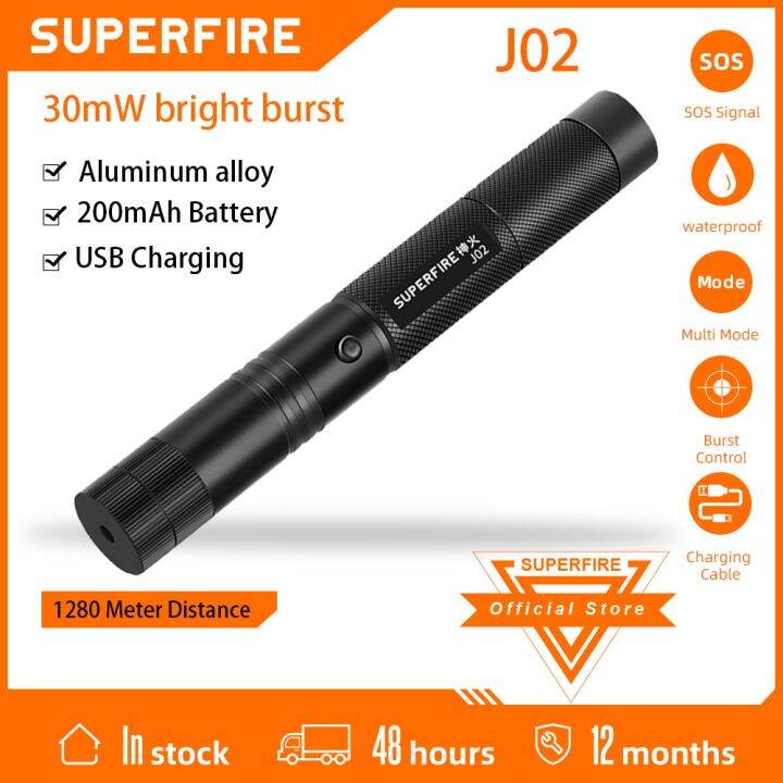 SUPERFIRE Laser Pointer J02 USB Rechargeable Flashlight 77g Portable ...