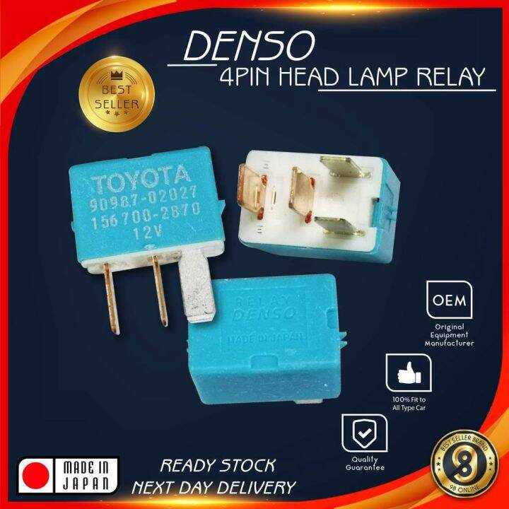 DENSO Blue Black 4 Pins Head Lamp Multipurpose Power Car Relay (MADE IN ...