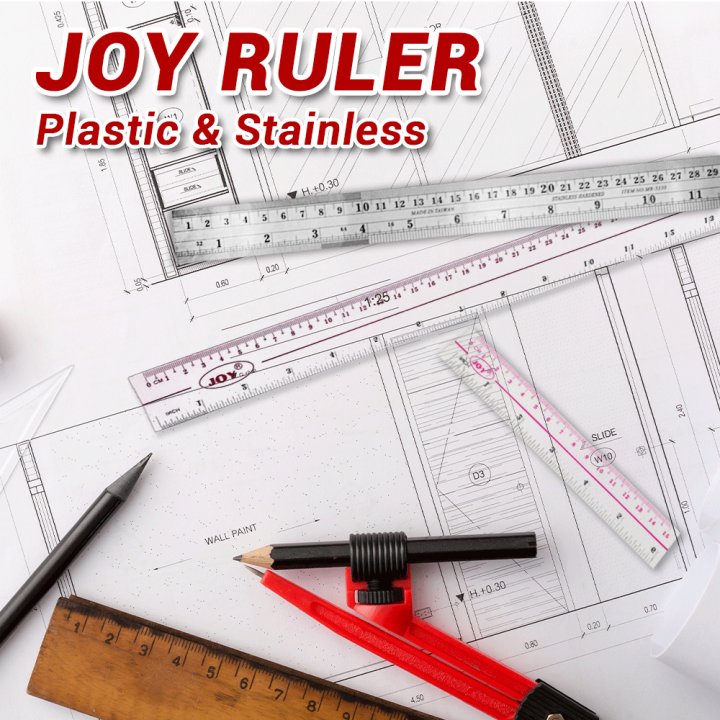 Straight Ruler Plastic & Metal Measuring Tool for Student School Office ...
