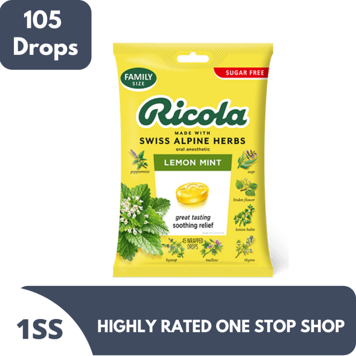 Ricola Lemon Mint Sugar Free 105 Wrapped Drops | Lazada PH