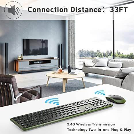 Wireless Keyboard and Mouse Combo, Full Size with Number Pad, 2.4G USB ...