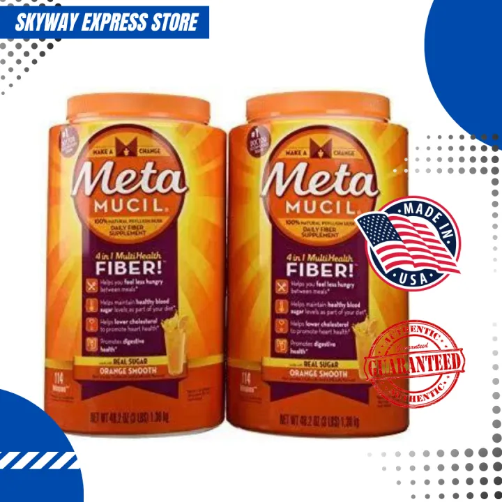 Metamucil 130 doses 1560 grams (3.4 lbs) REAL SUGAR Orange Smooth ...