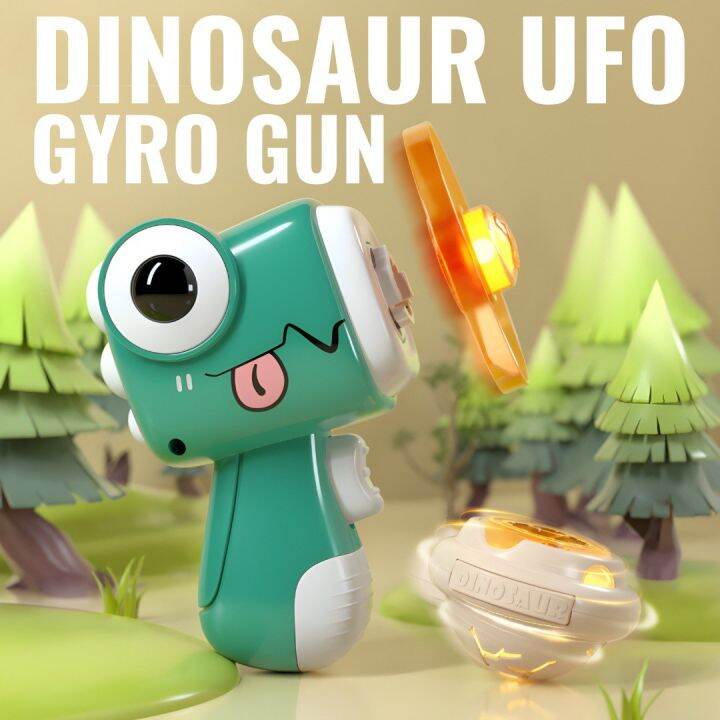 BYJ Dinosaur UFO Gyro Flying Disc Helicopter Toy Launcher with 6 Pieces ...