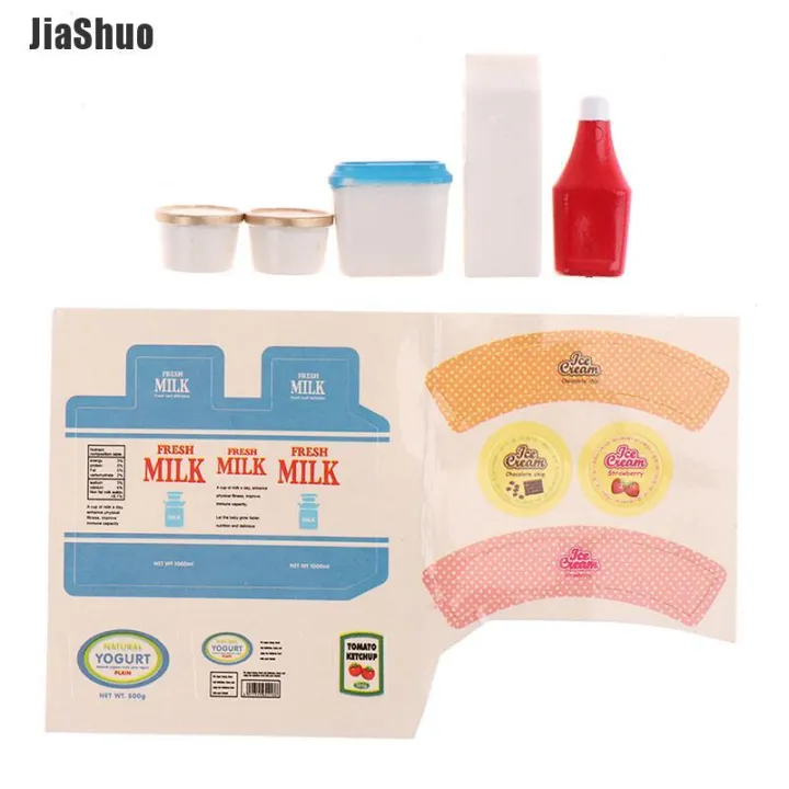 JiaShuo Baby PIEN 5ชิ้น/เซ็ตตุ๊กตาซอสมะเขือเทศเย็นโยเกิร์ต Miniature ...
