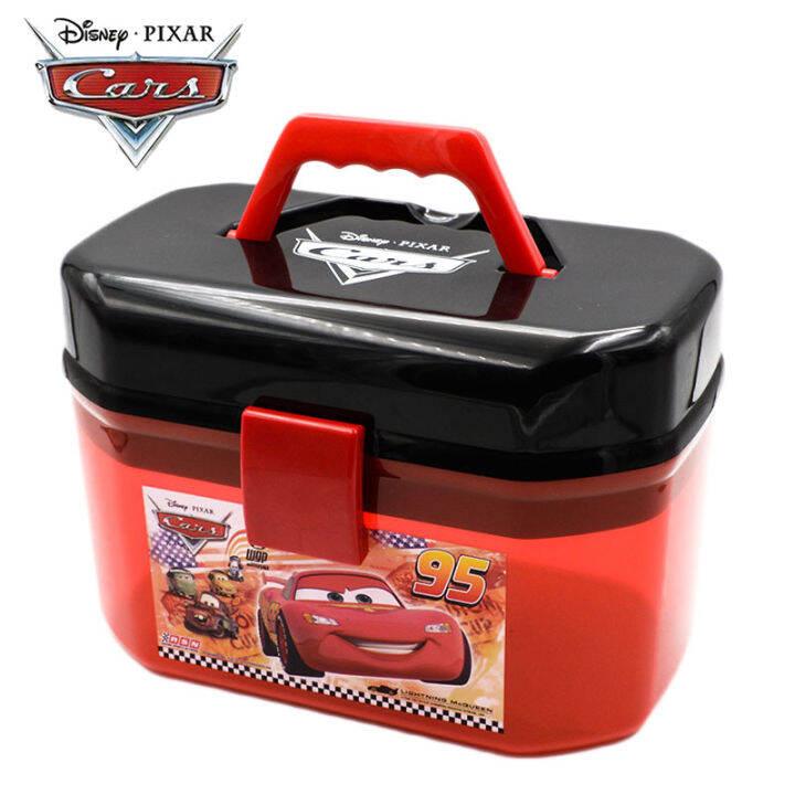 Original Pixar Cars 2 3 Lightning Mcqueen Portable Storage Box Double ...