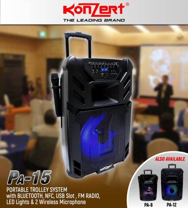 Konzert PA-8 Portable PA System Trolley Speaker 8" with 2pcs Wireless ...