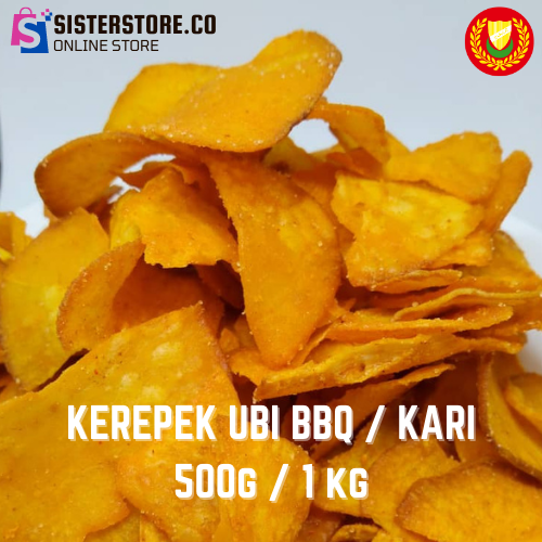 Kerepek Ubi BBQ/Kari 500g & 1kg Sedap Rangup / Tapioca Chips BBQ ...