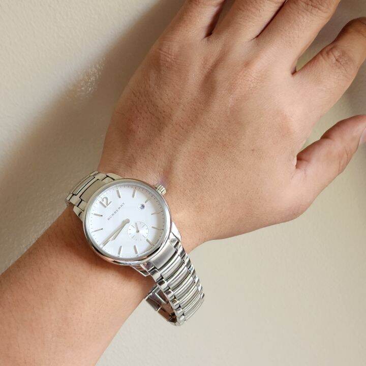 Classic Burberry BU10004 Quartz Stainless Steel White Dial Unisex Watch ...