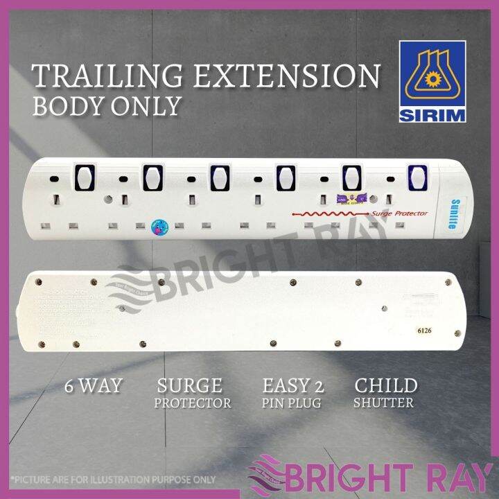 [sirim] Socket Body Only 6 Way Trailing Extension Socket Surge Protection Extension Sirim Diy