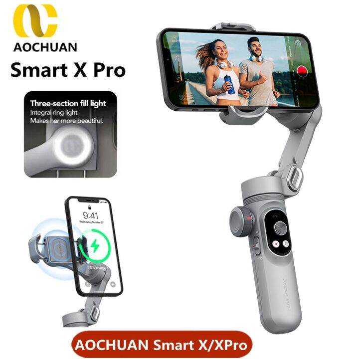 AOCHUAN Smart X/X Pro 3-axis foldable handheld universal joint stabilizer smartphone action ...