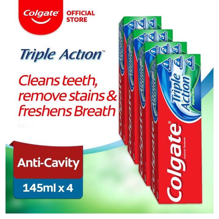 Colgate Triple Action Anti-Cavity Family Toothpaste 193g Pack of 4 ...