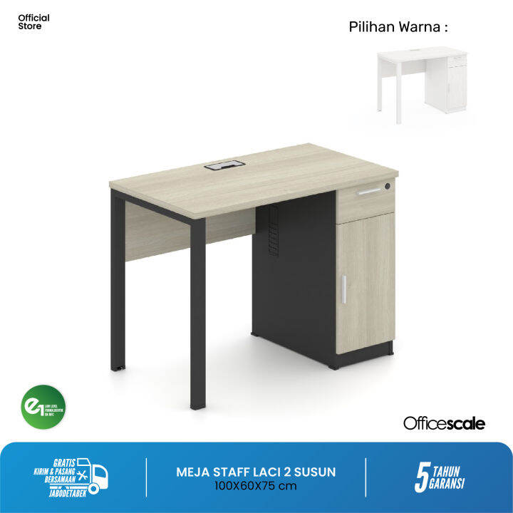 Meja Kerja Kantor I Staff I Meja Komputer + Tempat CPU 100x60x75cm ...