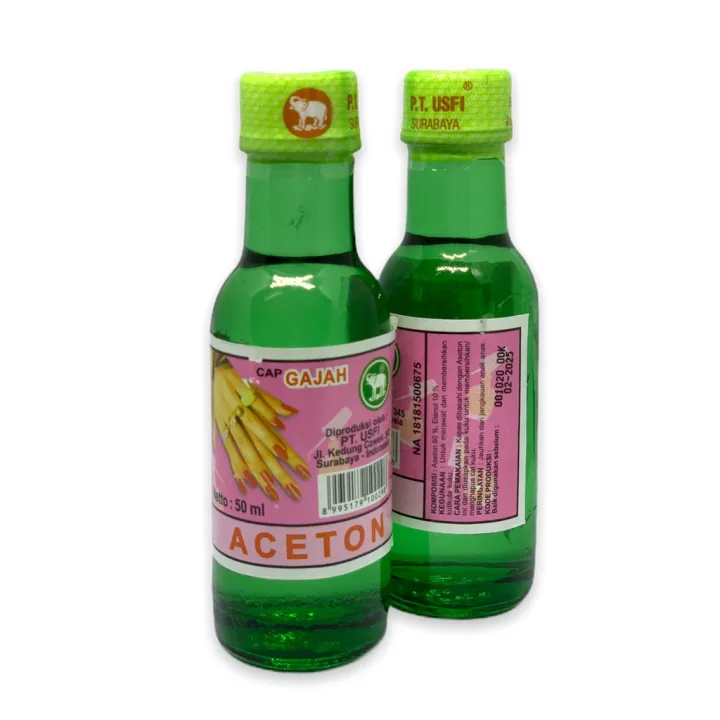 PEMBERSIH CAT KUKU / KUTEKS ACETONE / ASETON CAP GAJAH BOTOL KACA 50 ml ...