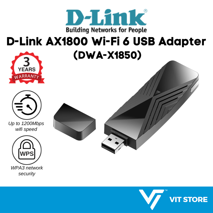 D-LINK AX1800 Wi-Fi 6 USB 3.0 Adapter (DWA-X1850) with OFDMA & MU-MIMO ...